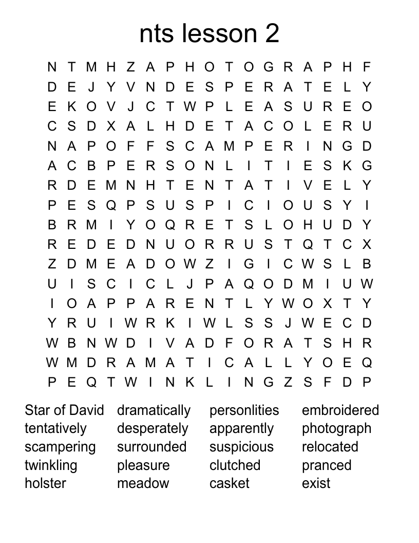 nts lesson 2 Word Search - WordMint