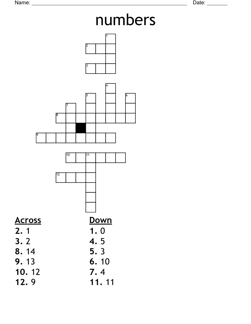 Numbers Crossword WordMint