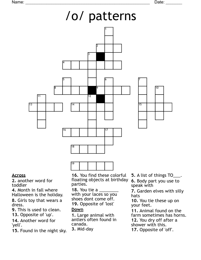 /o/ patterns Crossword - WordMint