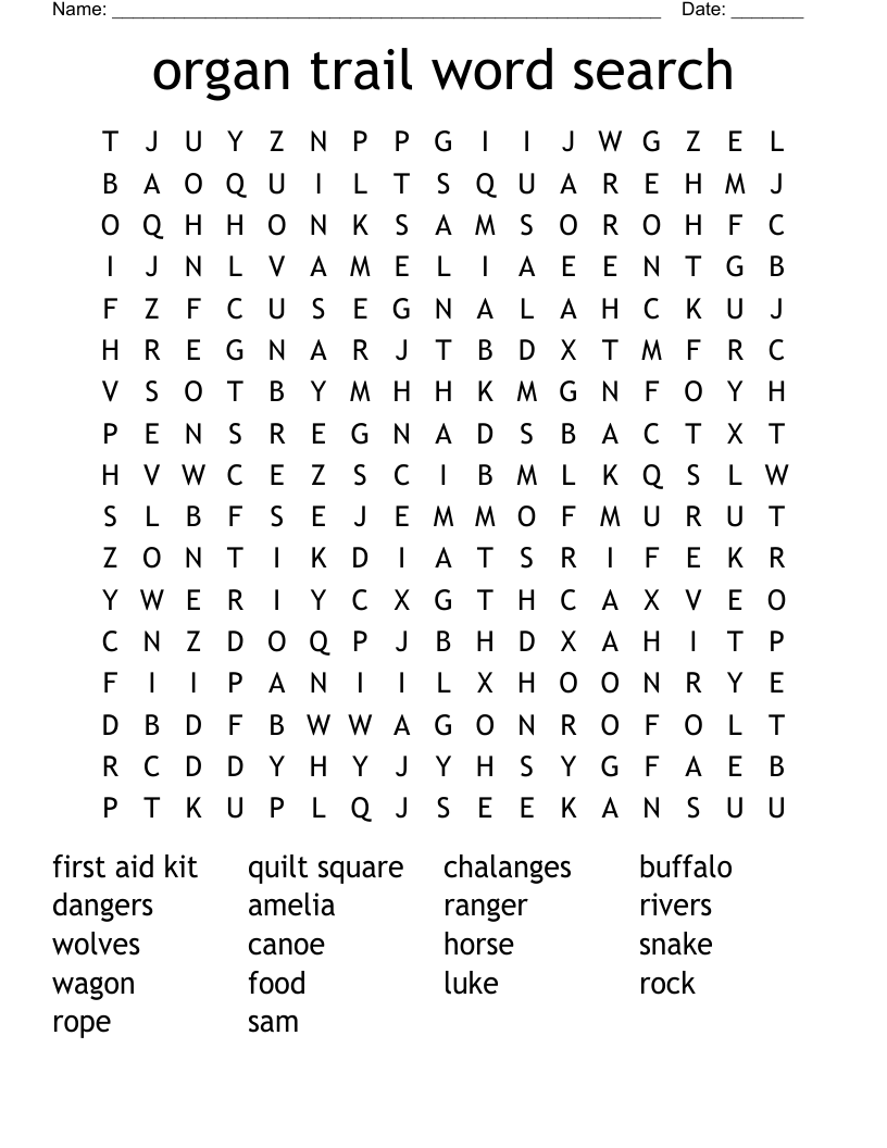 organ trail word search - WordMint