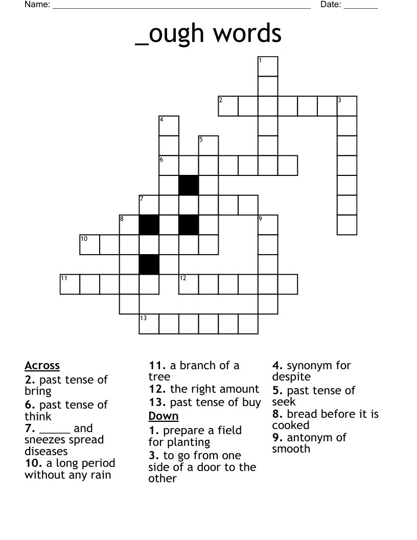 _ough words Crossword - WordMint