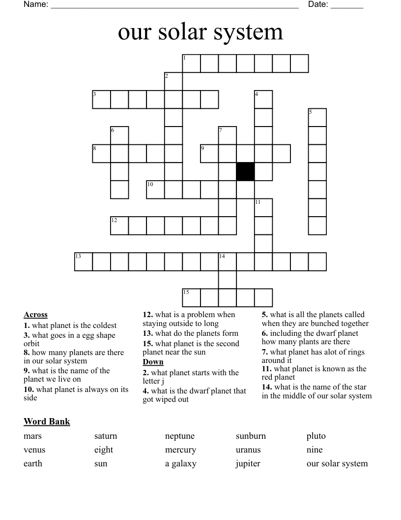 our solar system Crossword - WordMint