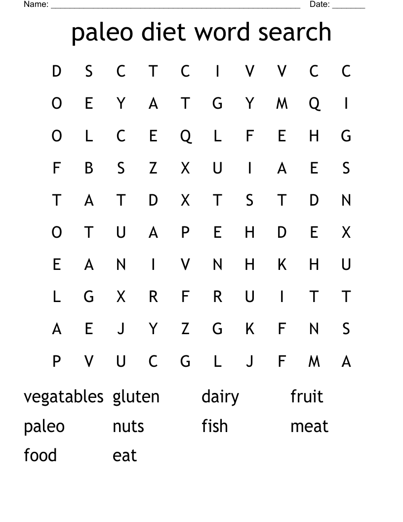 paleo diet word search - WordMint