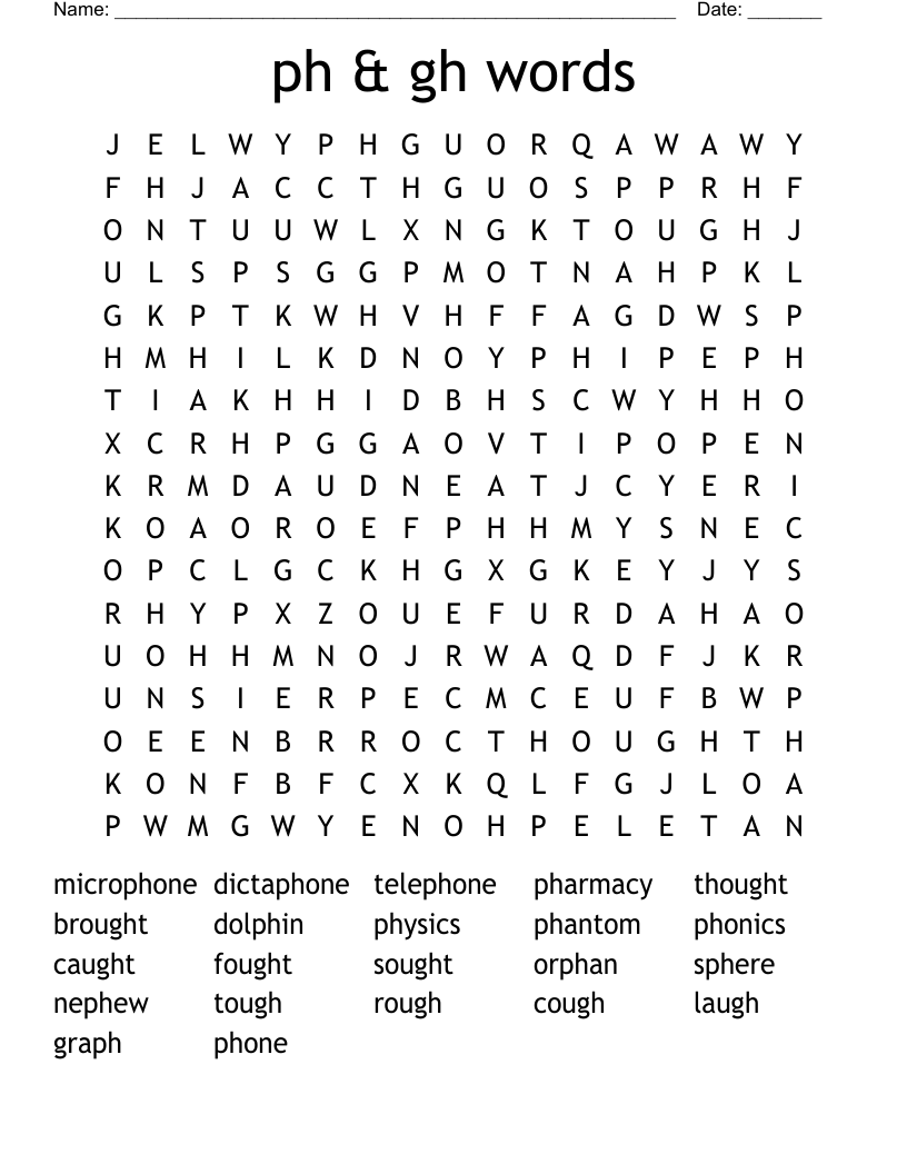 Ph Gh Words Word Search WordMint