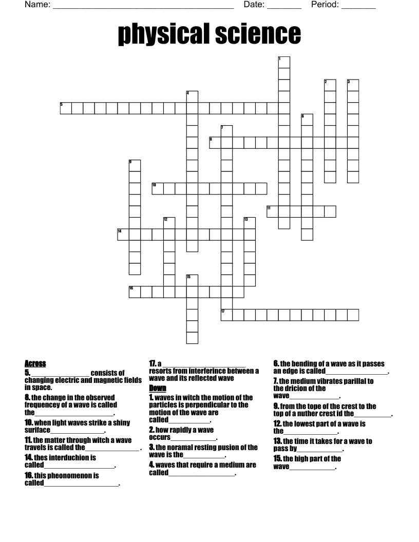 physical science Crossword - WordMint