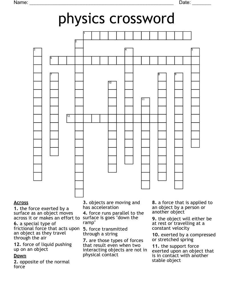 physics crossword - WordMint