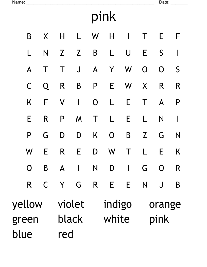 pink Word Search - WordMint