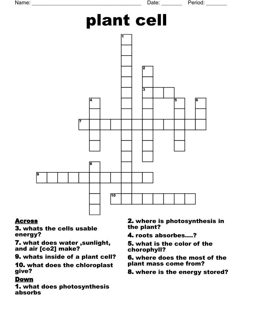 plant cell Crossword - WordMint