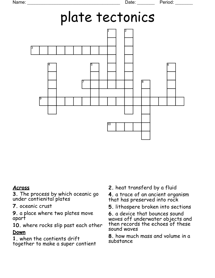 plate tectonics Crossword - WordMint