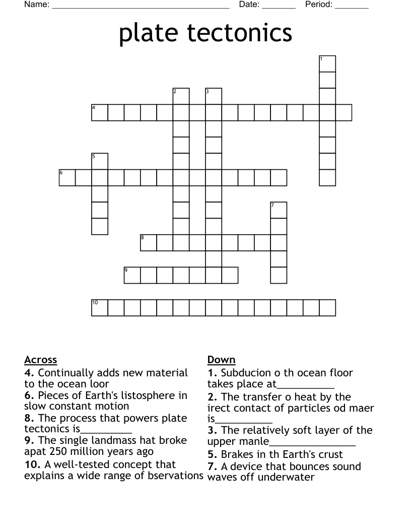 plate tectonics Crossword - WordMint