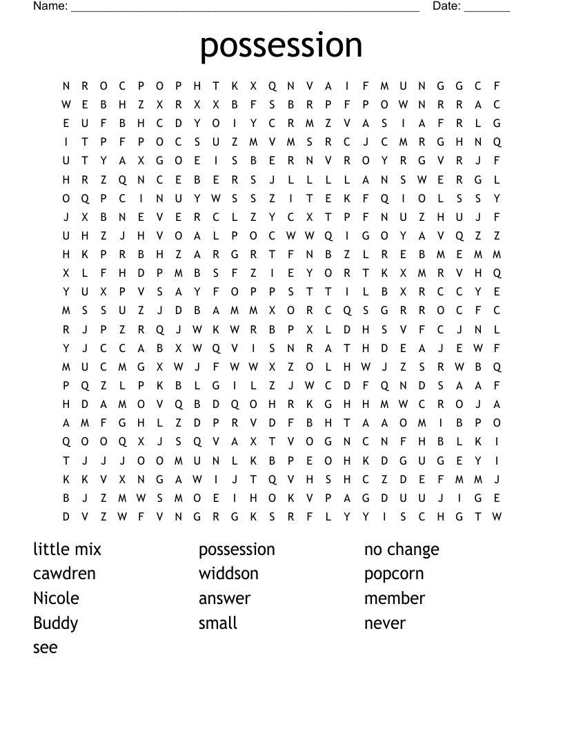 possession Word Search - WordMint