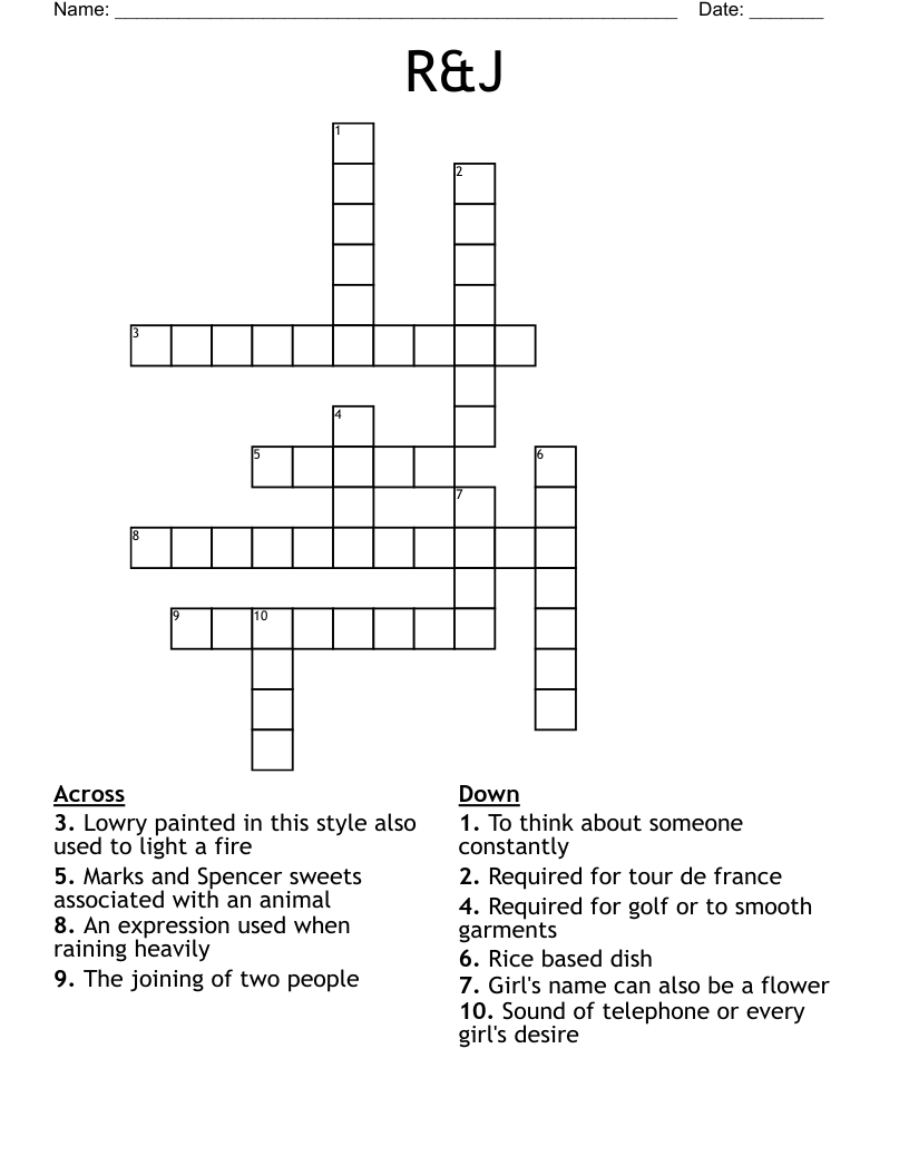 R&J Crossword - WordMint