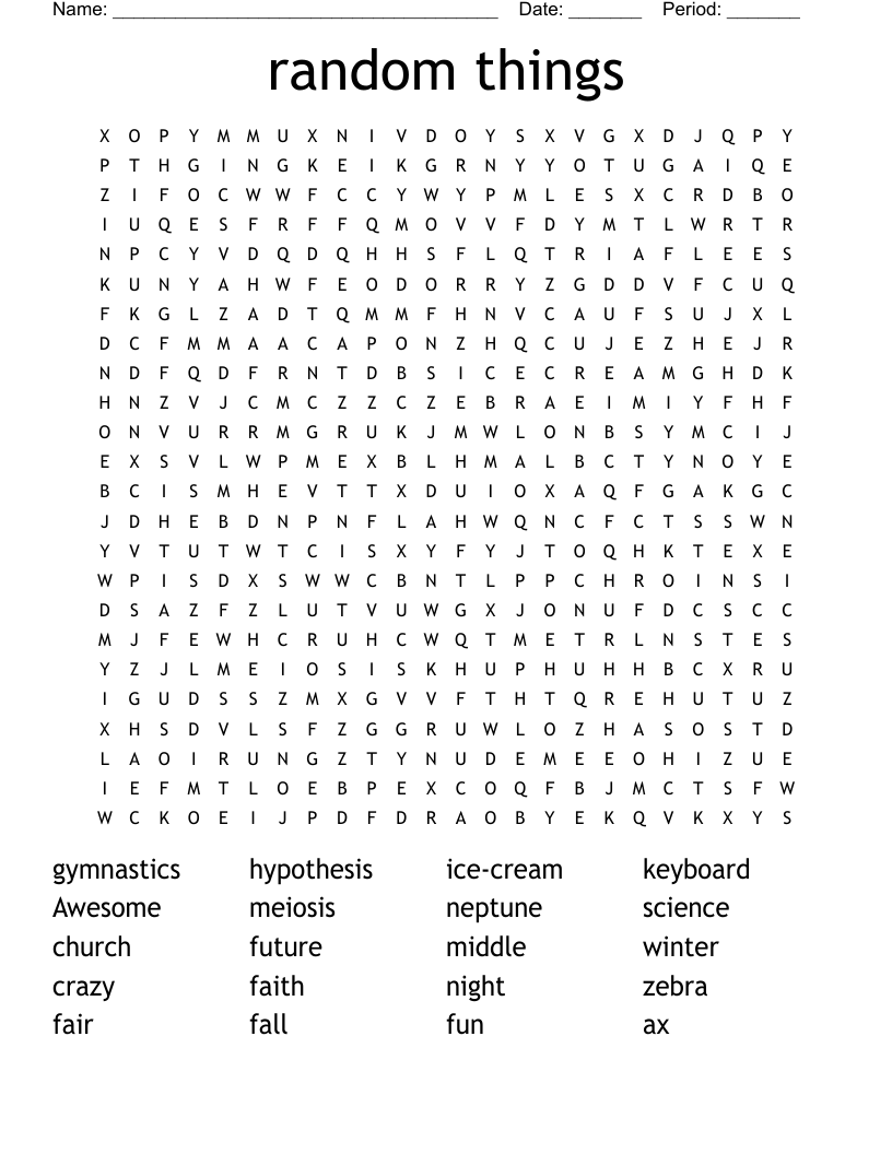 Random Things Word Search WordMint