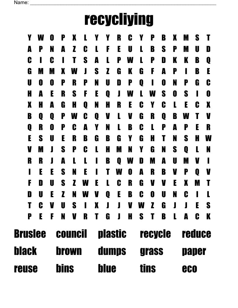 recycliying Word Search - WordMint