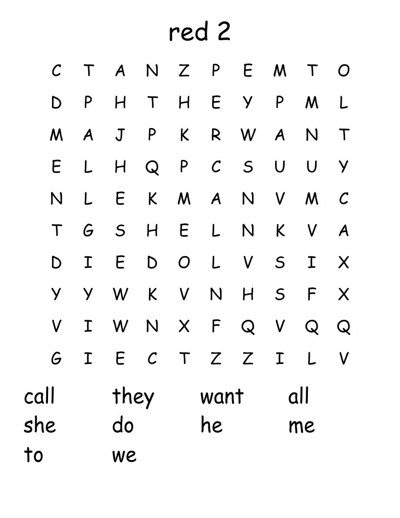 red 2 Word Search - WordMint