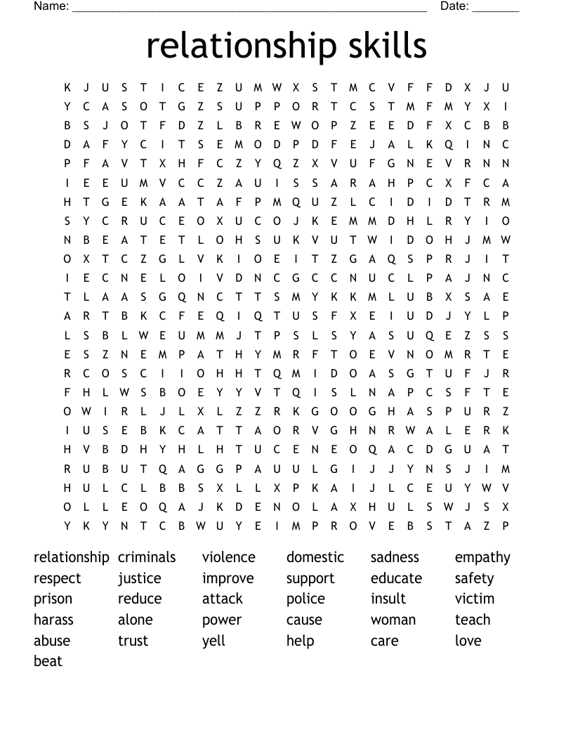 relationship skills Word Search - WordMint