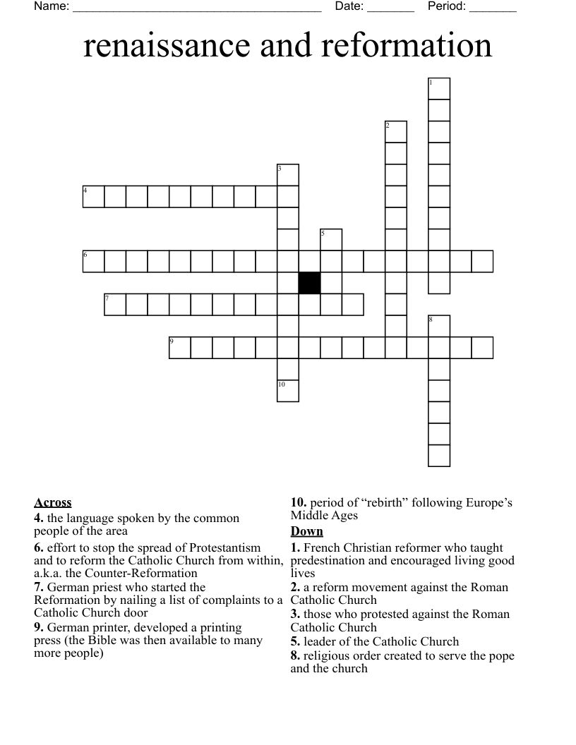 Martin Luther And Reformation Word Search WordMint
