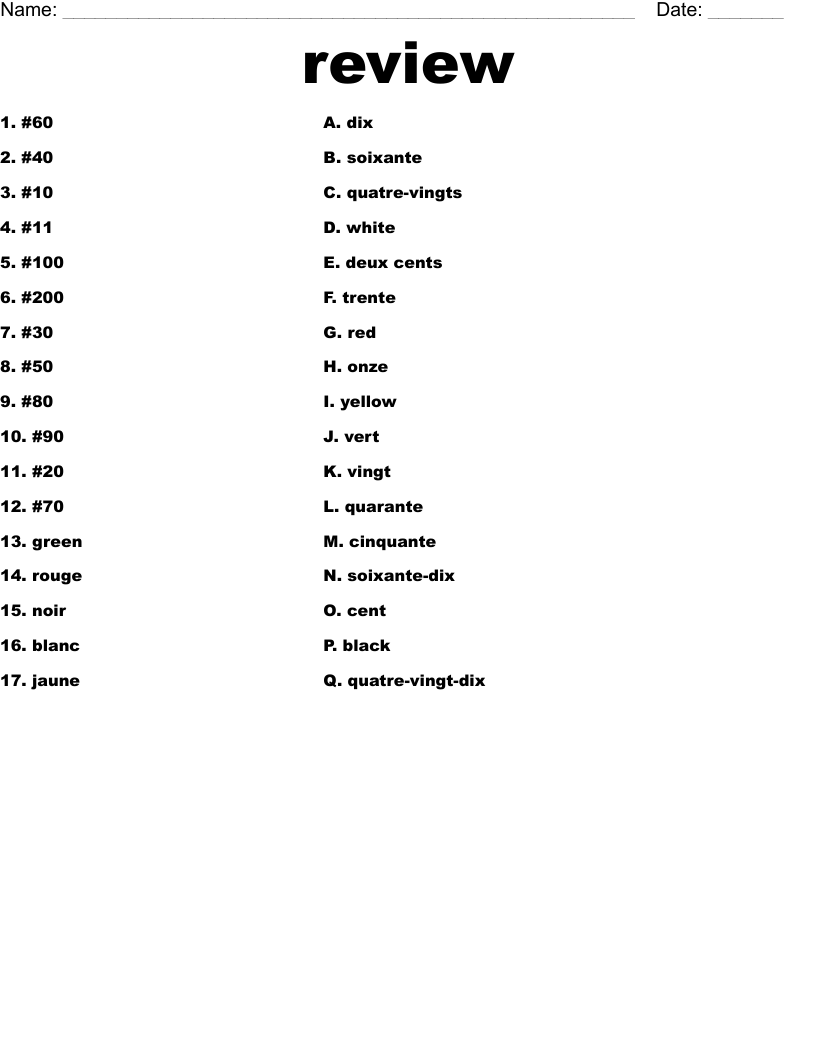 review Worksheet - WordMint