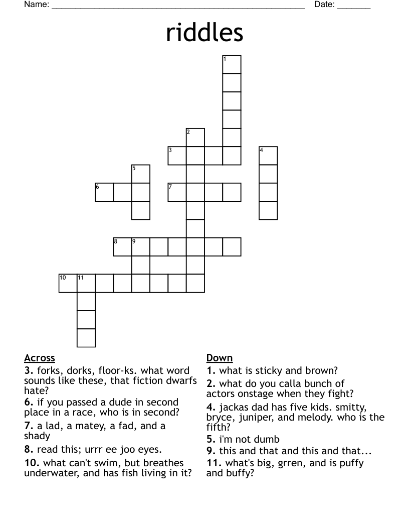 Riddles Crossword WordMint