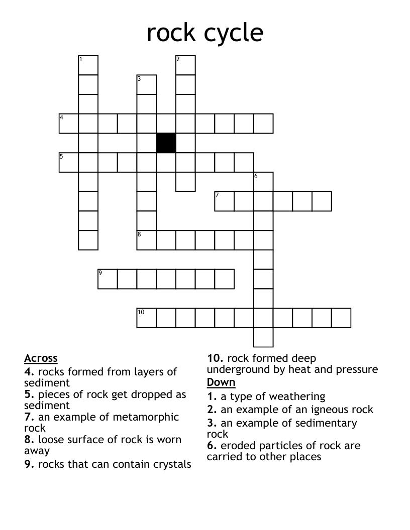 rock cycle Crossword - WordMint