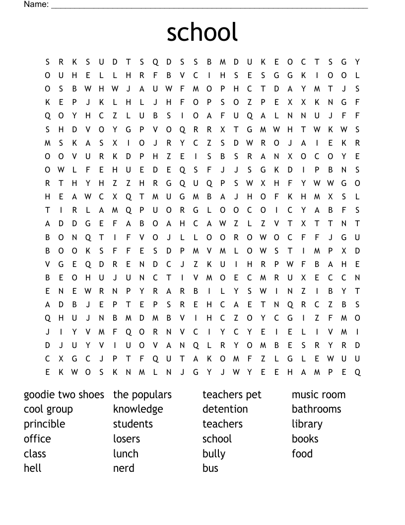 school Word Search - WordMint