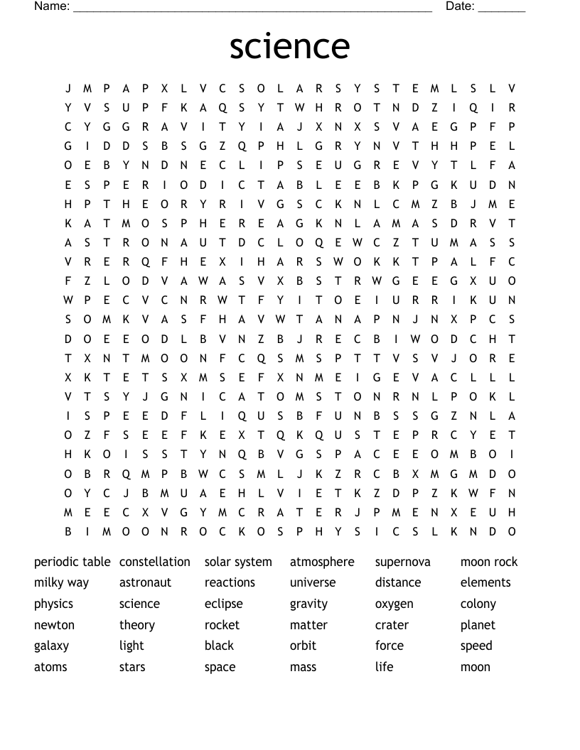 science Word Search - WordMint