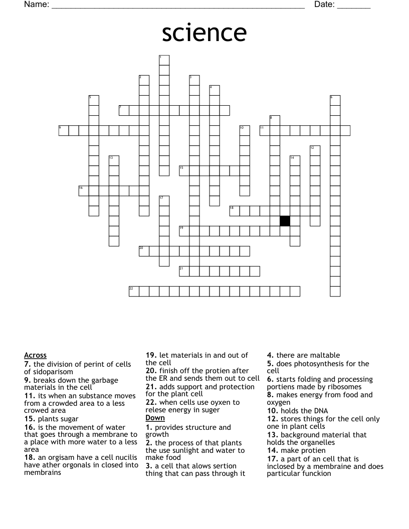 Science Crossword Puzzles