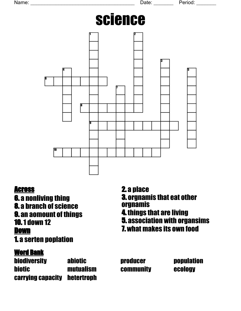 science Crossword - WordMint