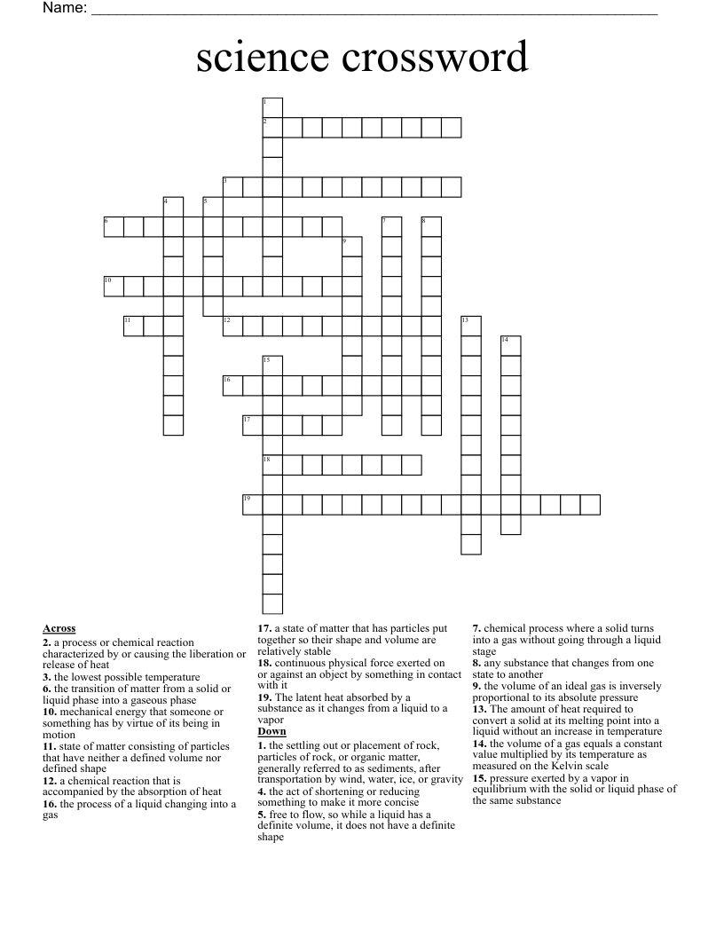 science crossword - WordMint