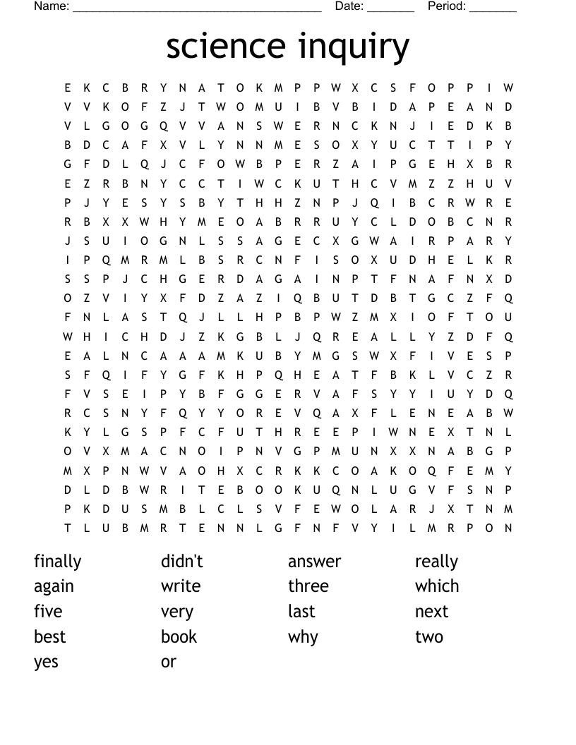 science inquiry Word Search - WordMint