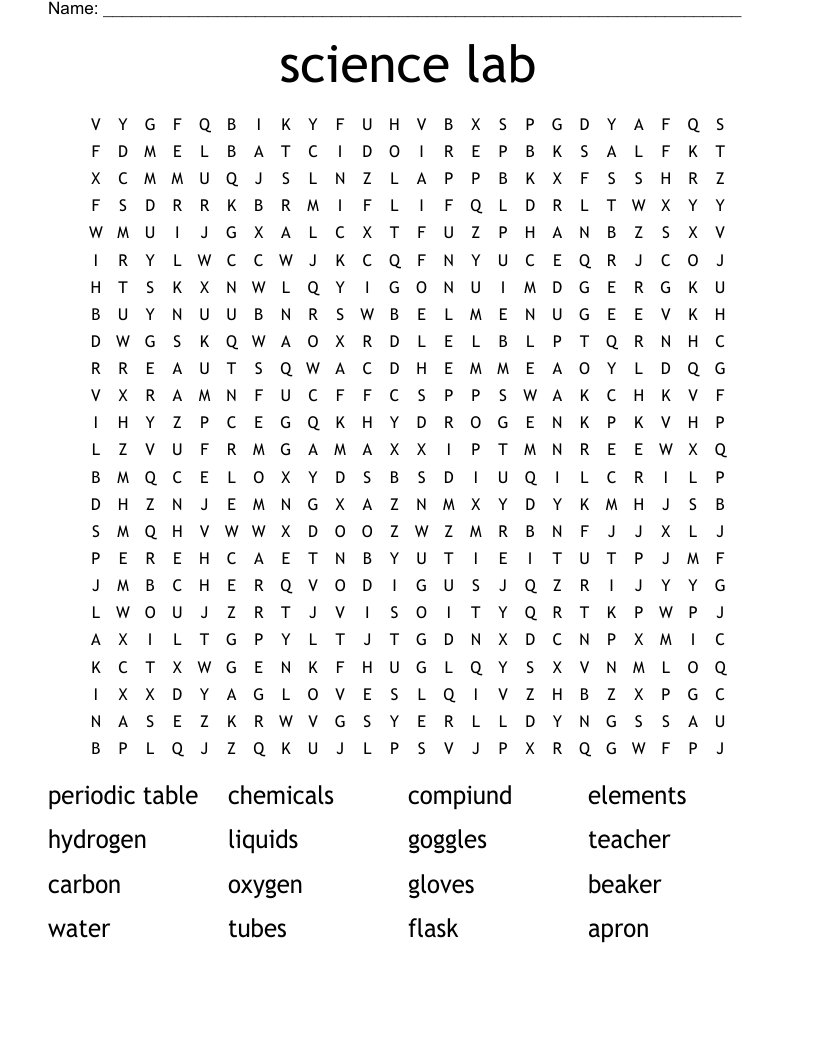 science lab Word Search - WordMint