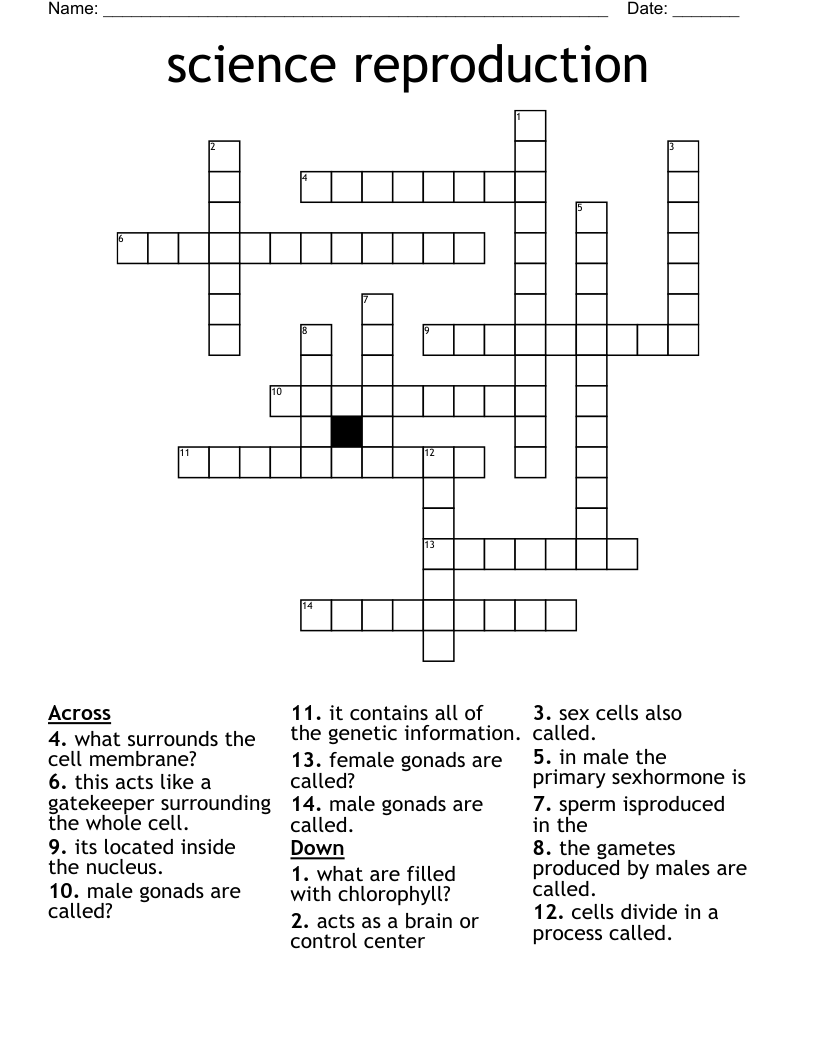 science reproduction Crossword - WordMint
