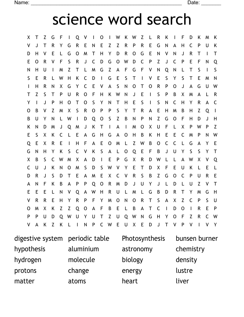 science word search - WordMint