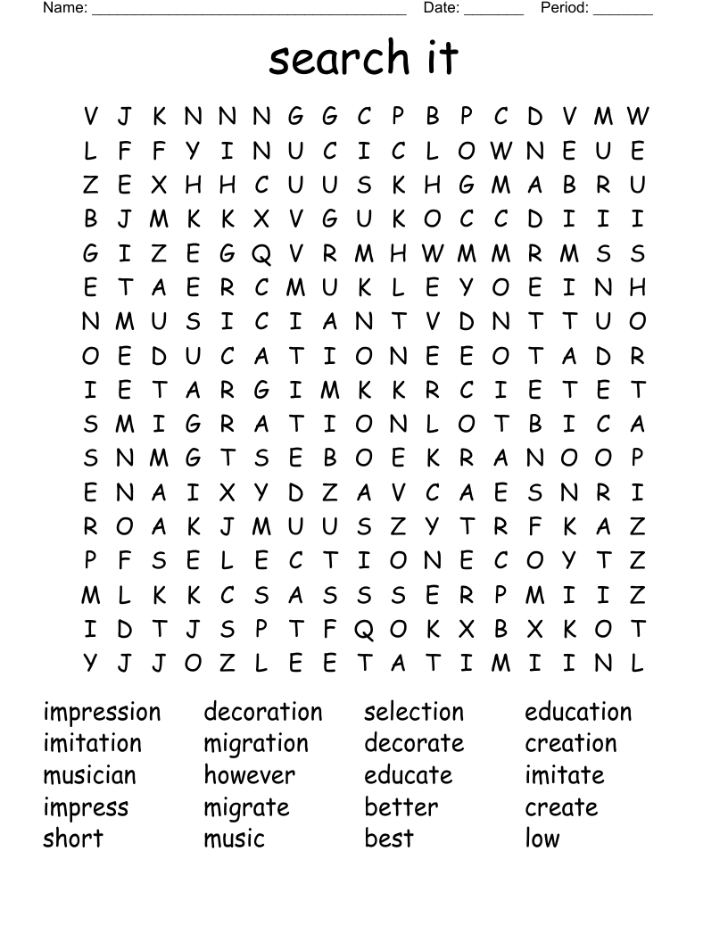 search it Word Search - WordMint