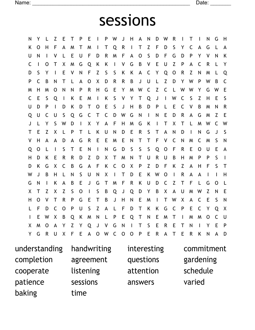 sessions Word Search - WordMint