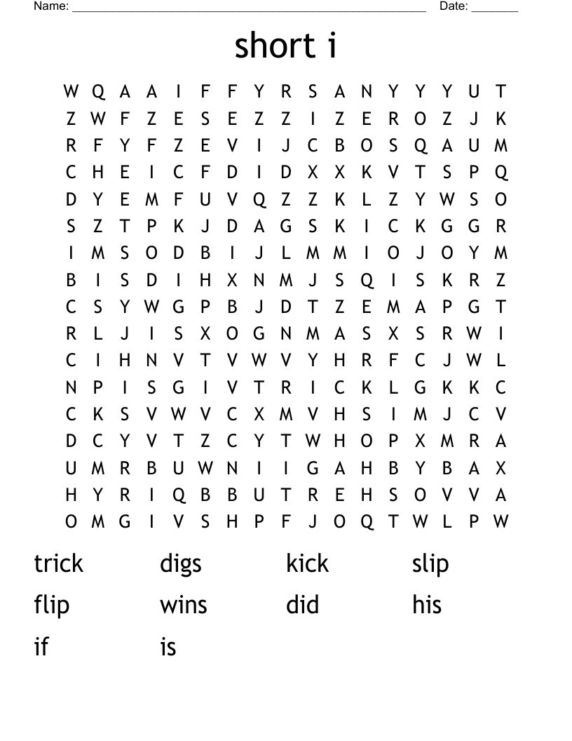short i Word Search - WordMint