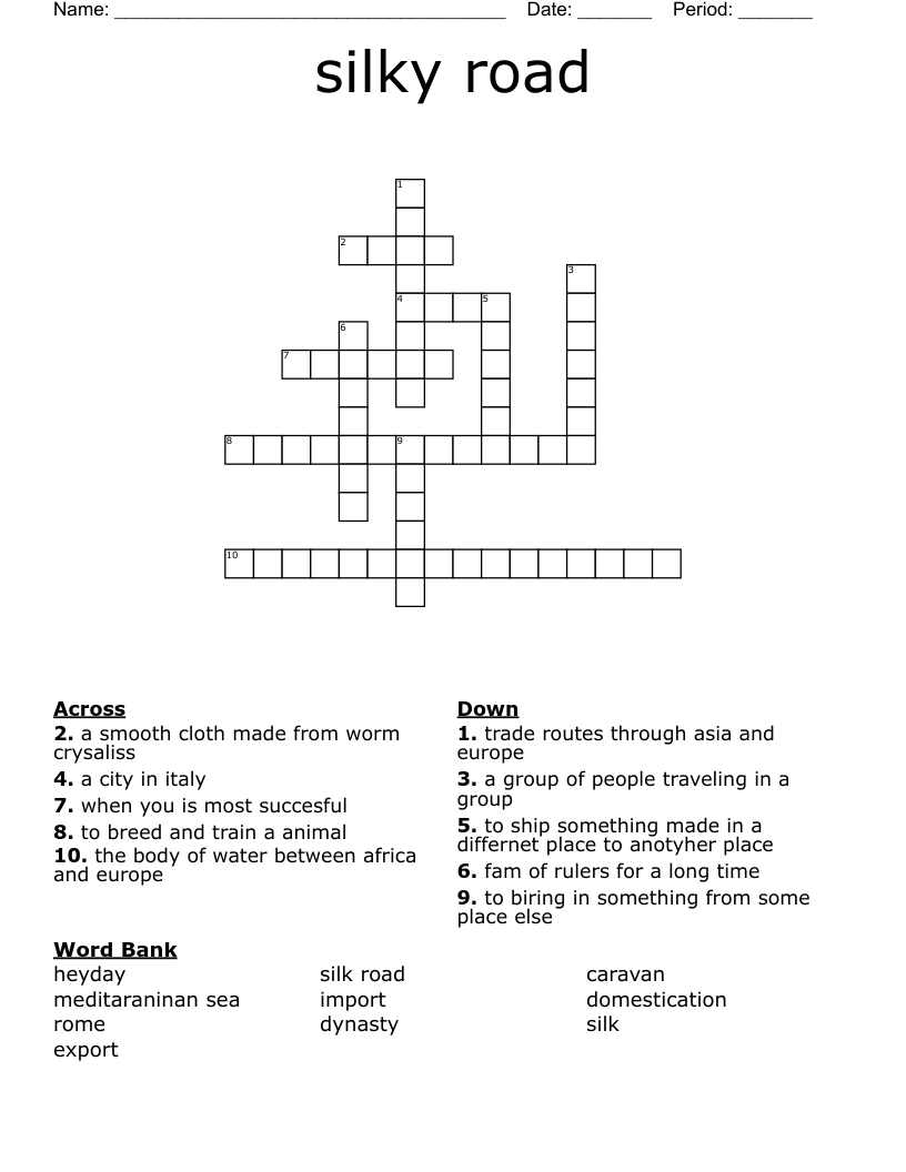 silky road Crossword - WordMint