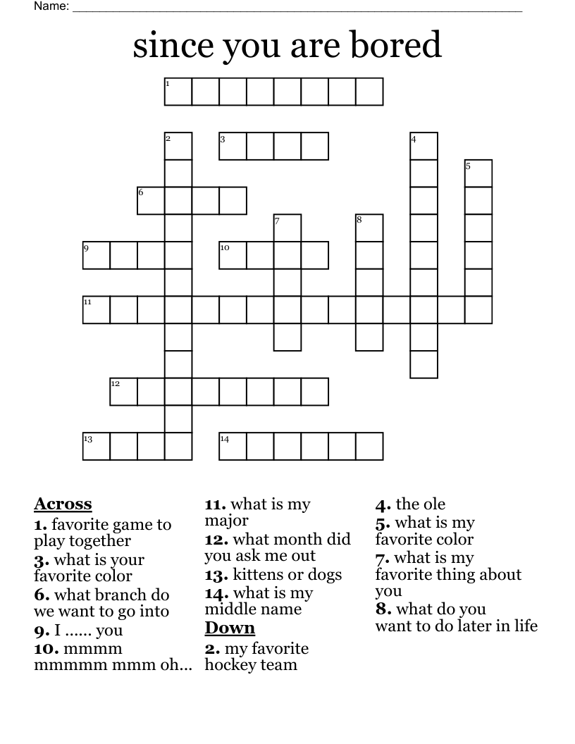 since you are bored Crossword - WordMint