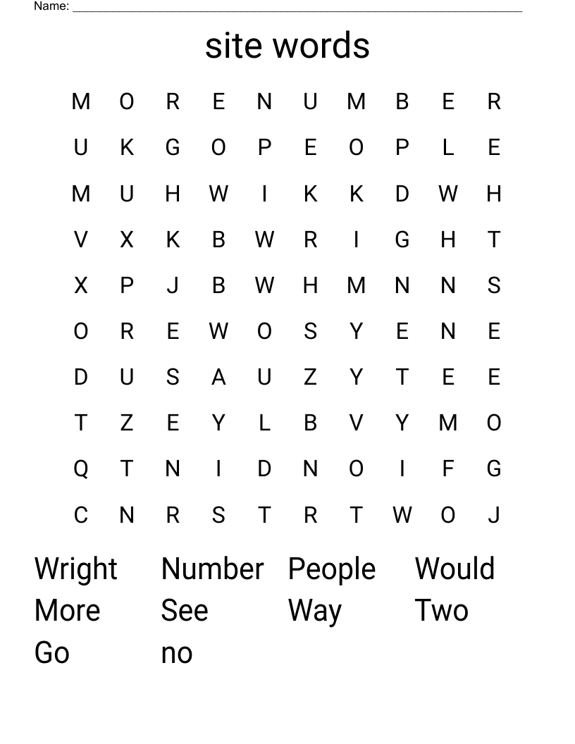 site words Word Search - WordMint