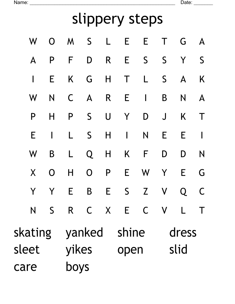 slippery steps Word Search - WordMint