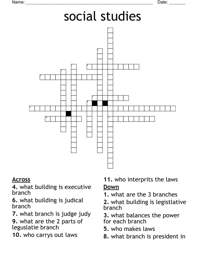 social studies Crossword - WordMint
