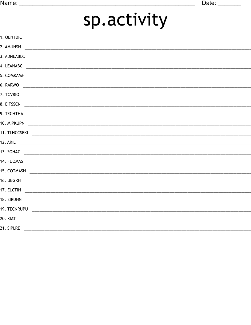 sp.activity Word Scramble - WordMint