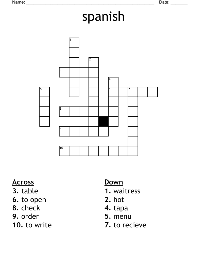 spanish Crossword - WordMint