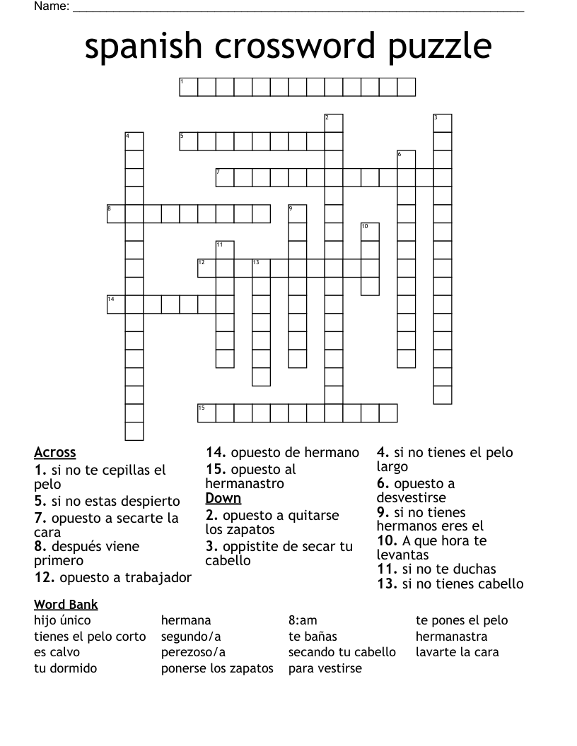 spanish crossword puzzle - WordMint