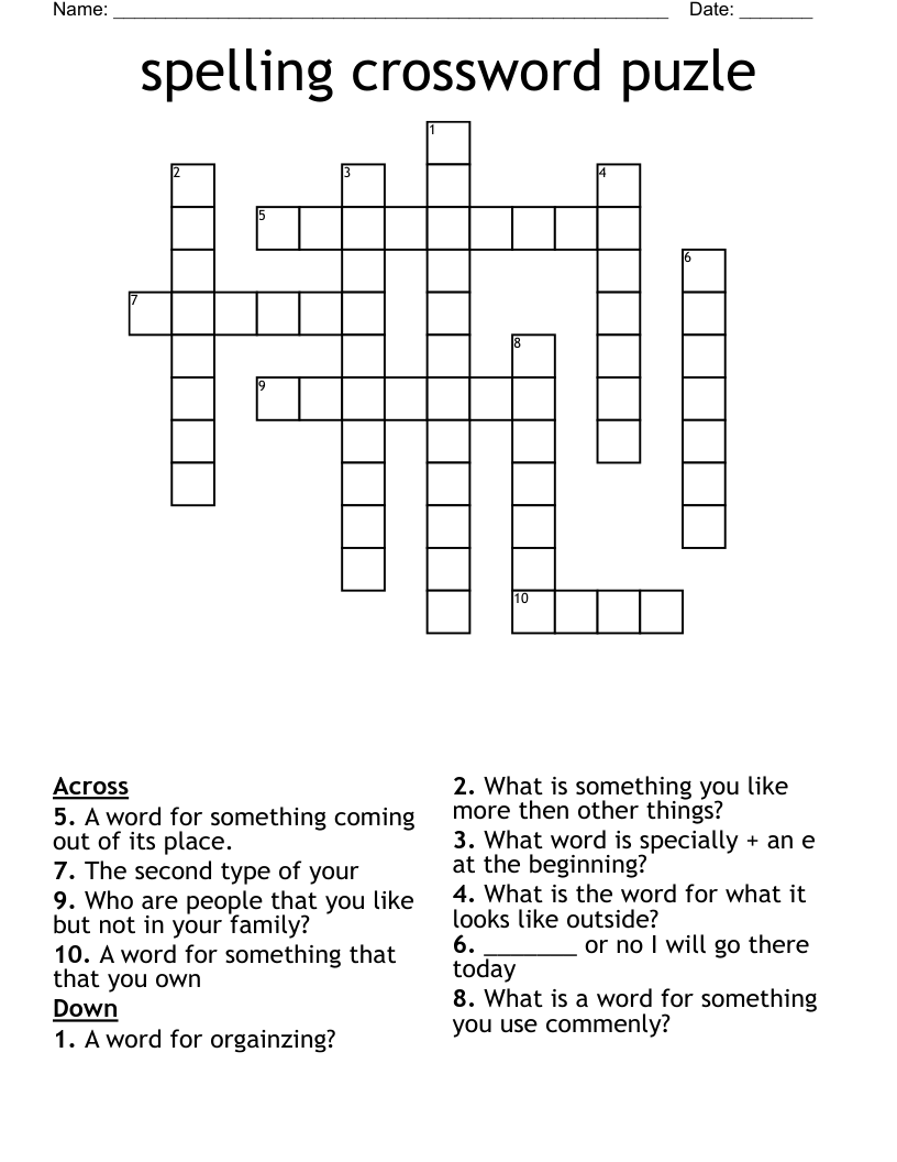 spelling crossword puzle - WordMint