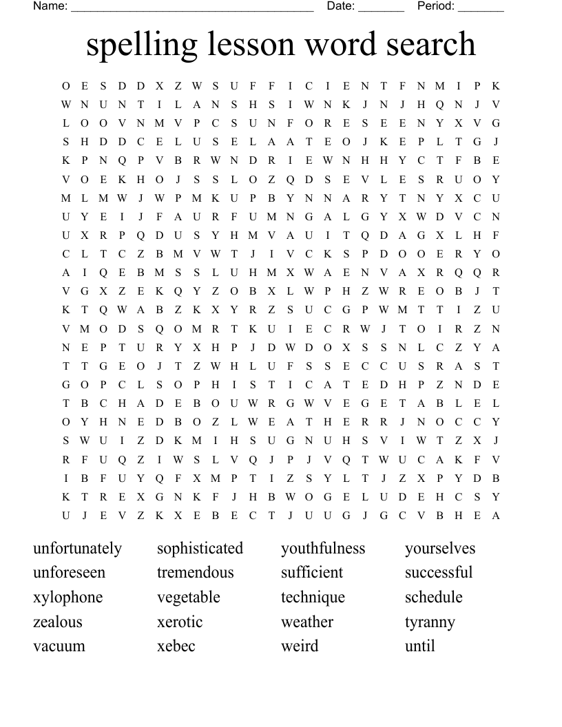 spelling lesson word search - WordMint