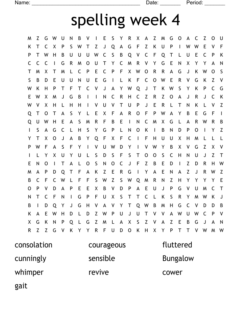 spelling week 4 Word Search - WordMint