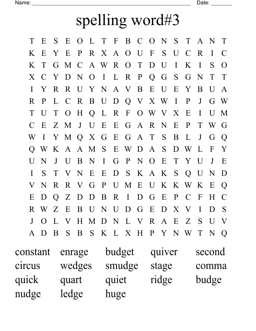 Spelling Word 3 Word Search WordMint