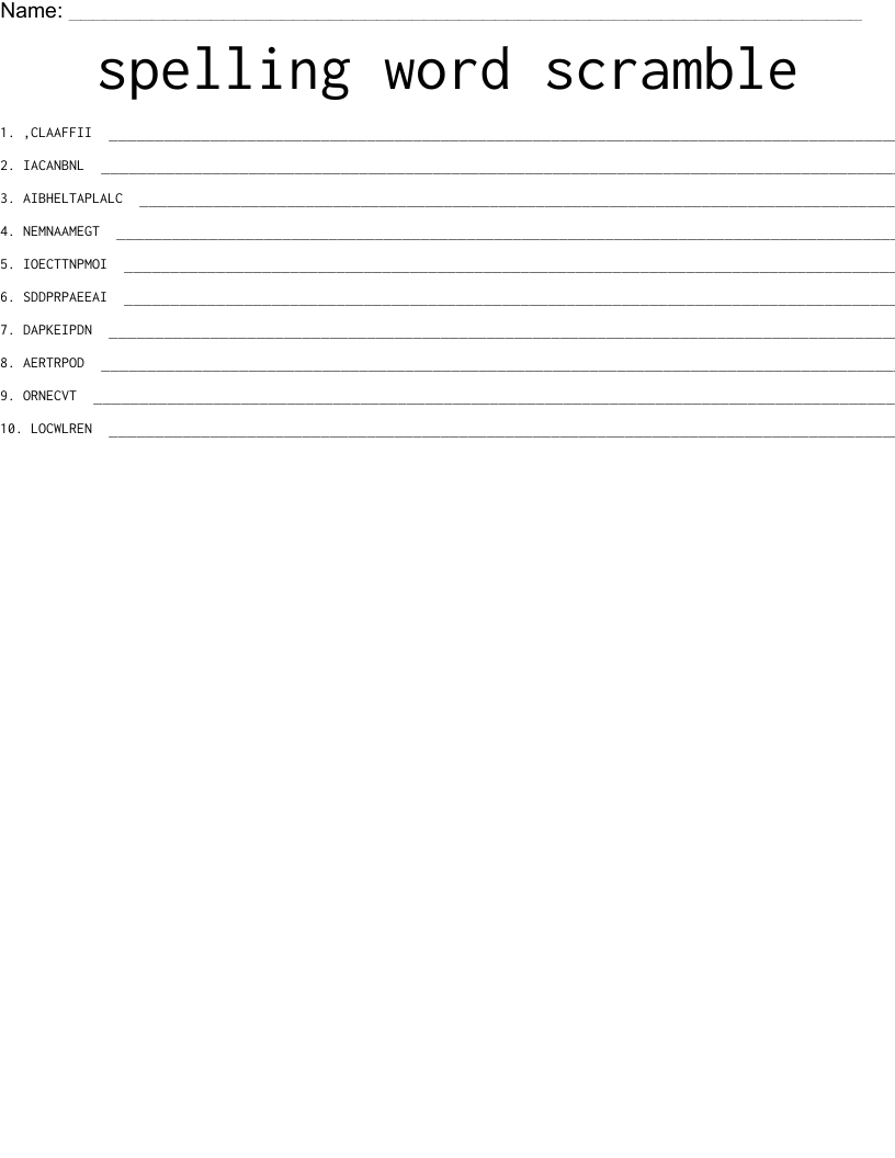 spelling word scramble - WordMint