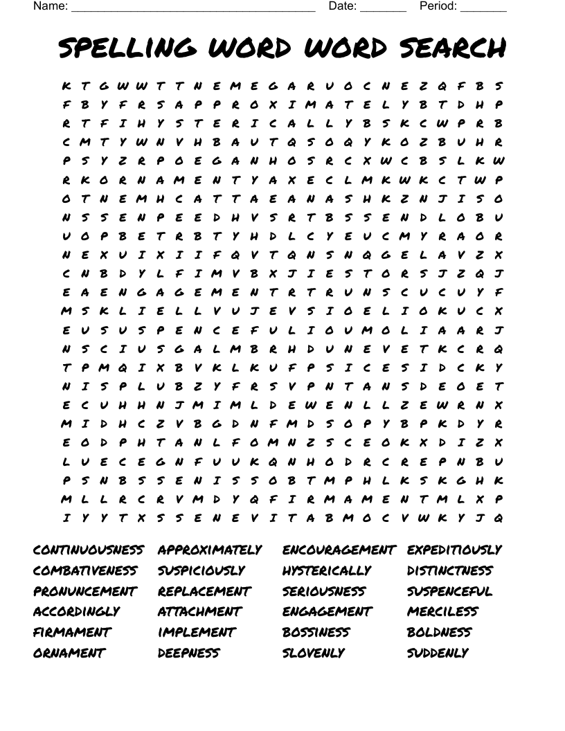 spelling word word search - WordMint